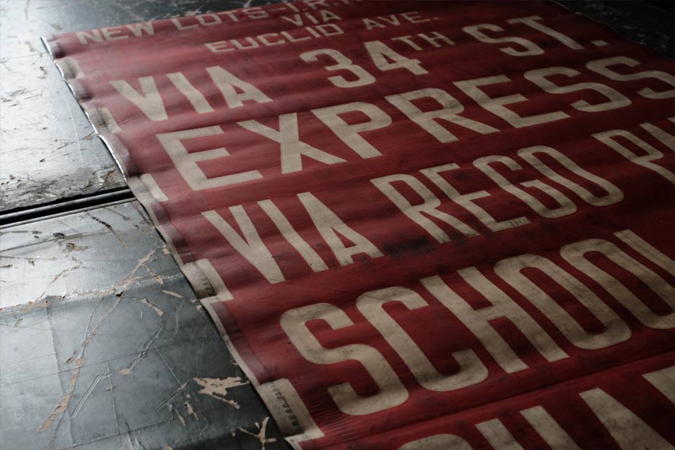Vintage 1962 NYC Green Line Bus Roll Sign | zakka store towi blog